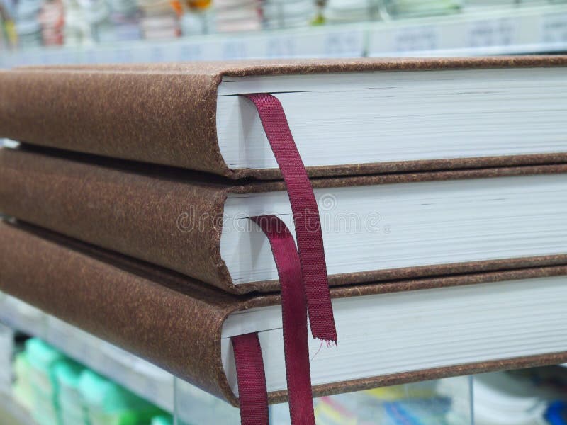 Three Brown Notebooks with Bookmarks Stock Photo - Image of executive ...