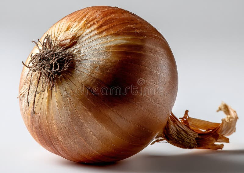 Three Brown Onions are Stacked on a White Surface Stock Image - Image ...