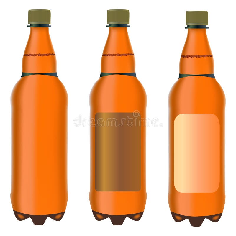 Three Brown Plastic Bottles Stock Vector - Illustration of bottle, full ...