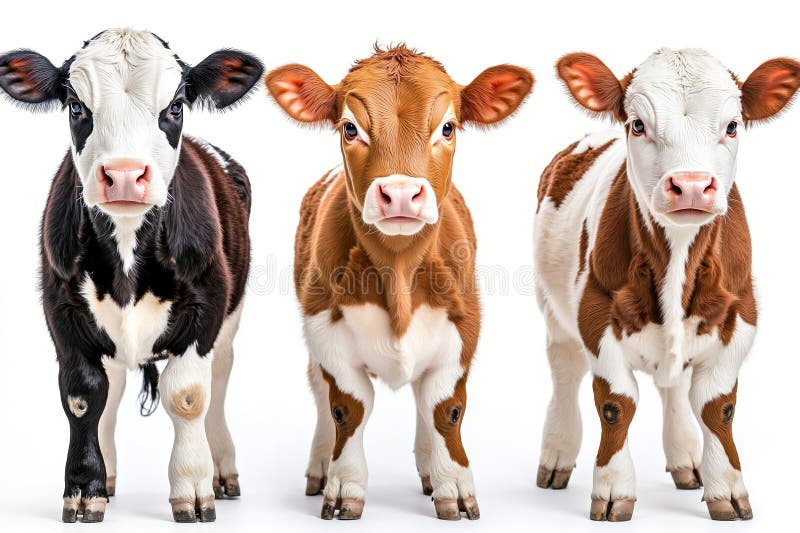 Three Brown and White Cows Standing Next To Each Other Stock Photo ...