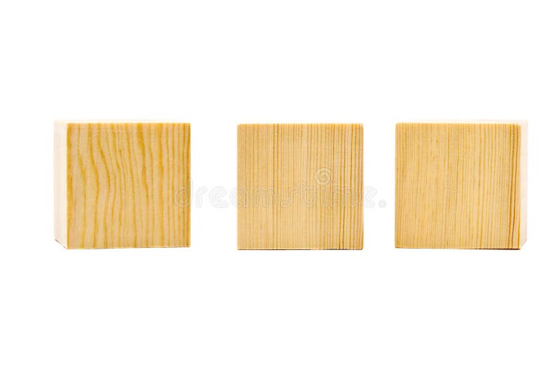Three Brown Wooden Cubes Lined Up in a Row with Numbers One, Two Stock ...