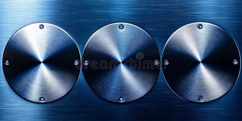 Three Brushed Steel Circular Panels Background Texture Industrial Metal ...