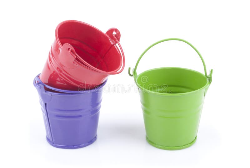 Three Buckets of Different Colors Stock Photo - Image of capacity ... Three Buckets of Different Colors Stock Photo - Image of capacity ...
