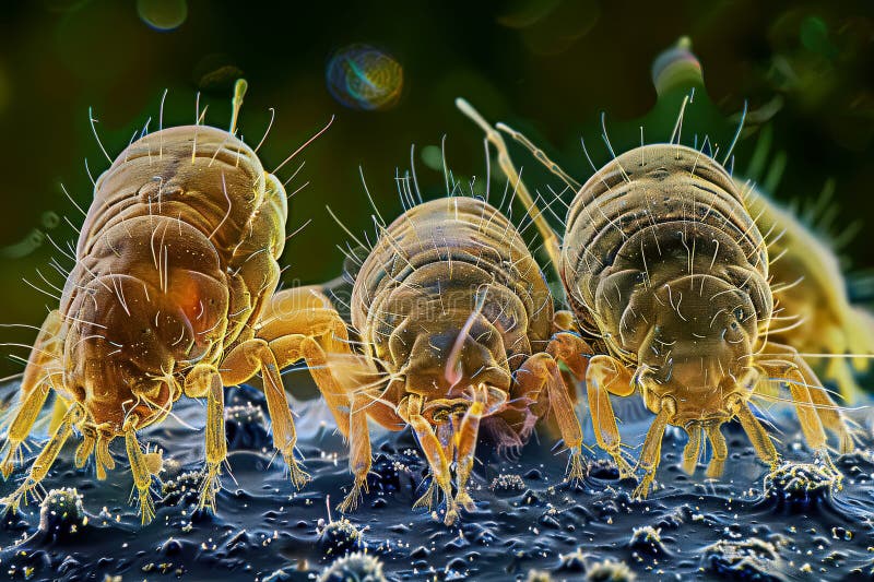 Three Bugs are Shown in a Close Up Stock Image - Image of cell ...