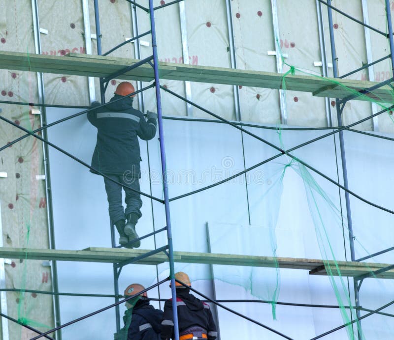 Three Builders Build the House Stock Photo - Image of feature ...