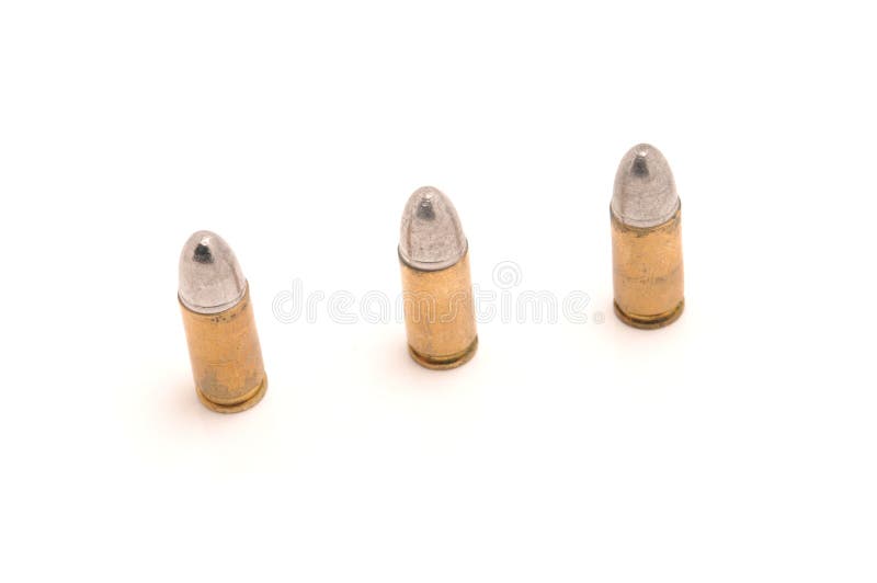 3 Bullets Upright on Table - .22 Long Rifle Shotshell Ammunition Stock ...