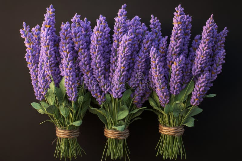 Three Bunches of Fresh Lavender Flowers Tied with Rope and Lying on a ...