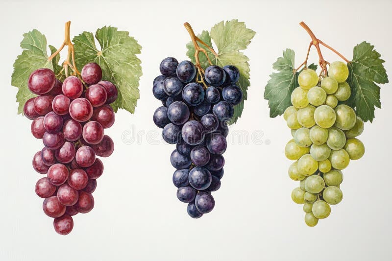 Three Bunches of Grapes are Shown in the Image Stock Illustration ...