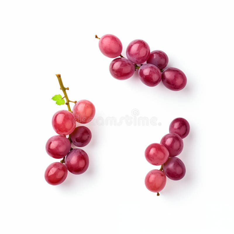 Three Bunches of Mixed Color Grapes Isolated on White Background Stock ...
