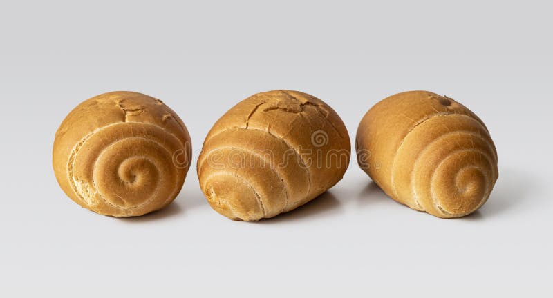 Three Buns, Made of Wheat Flour, with a Golden Crust Stock Photo ...