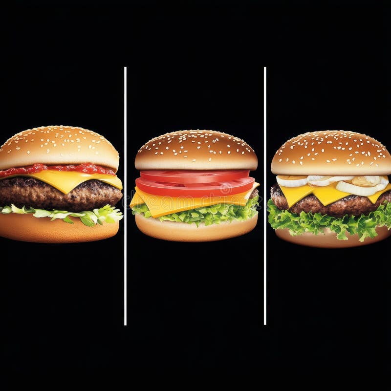 Triple Burger Delight stock illustration. Illustration of nutrition ...