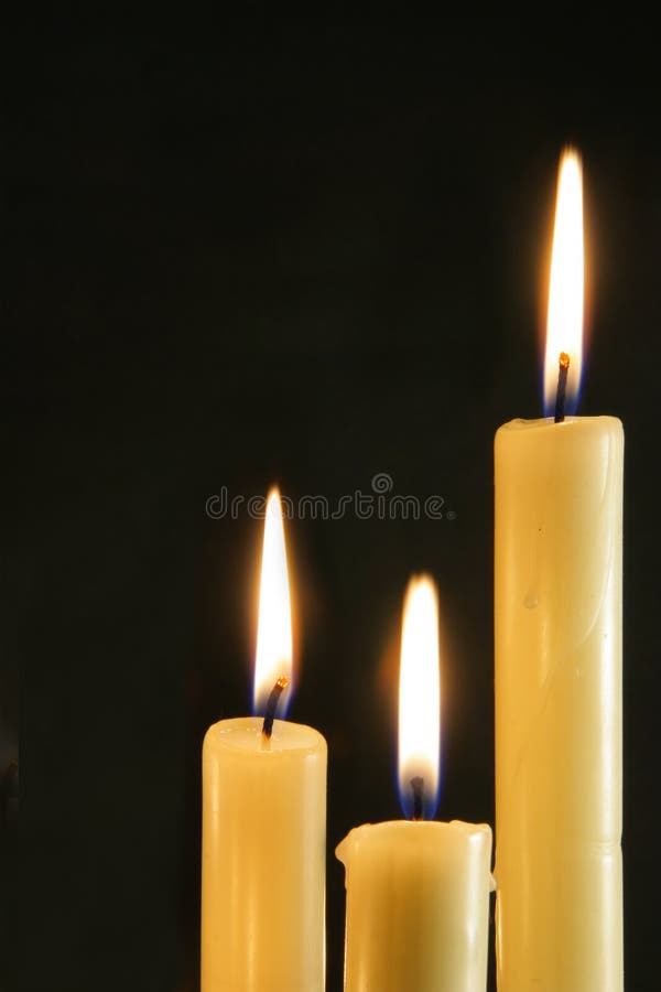 Three burning candles stock image. Image of close, christmas - 3151307