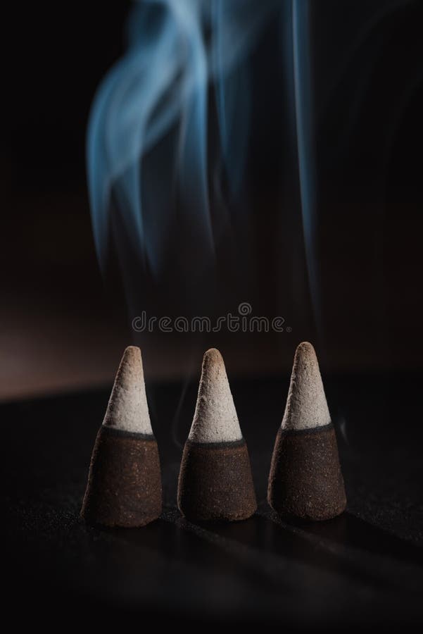 Three Burning Incense Sticks with Smoke Stock Image - Image of three ...