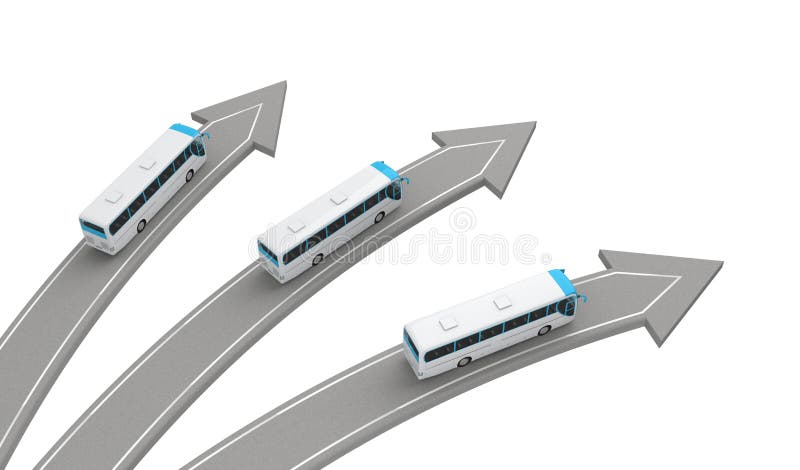 Three Buses Go in Different Directions Stock Illustration ...
