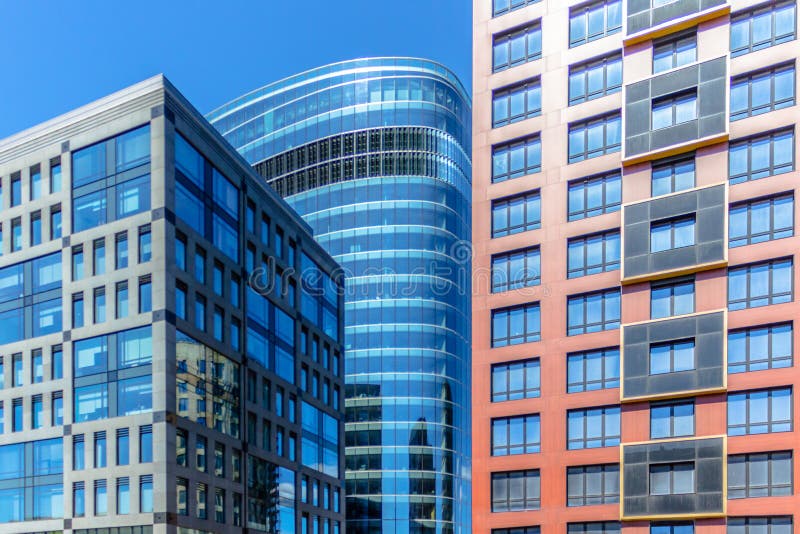 Three business buildings stock image. Image of condominium - 80025415