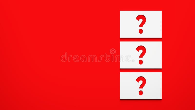 Three Business Cards with Question Mark Symbol on Red Background Stock ...