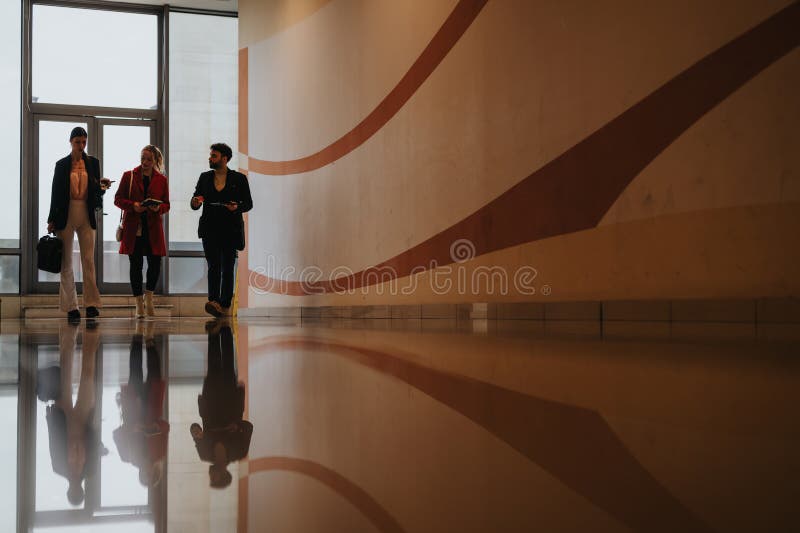 Corporate Professionals Walking in a Modern Office Lobby Stock Photo ...