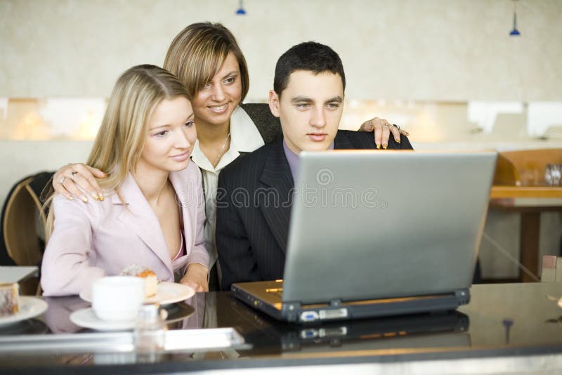 Three of Business People at the Laptop Stock Photo - Image of person ...