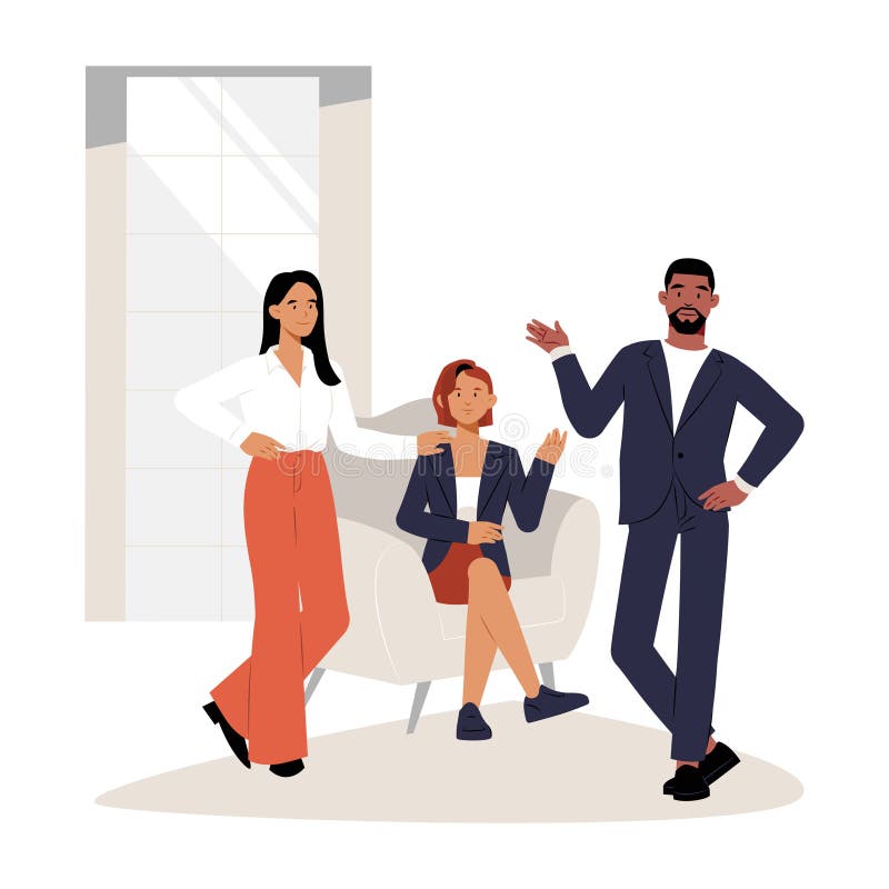 Business Discussion among Three Professionals in Office Setting, Flat ...