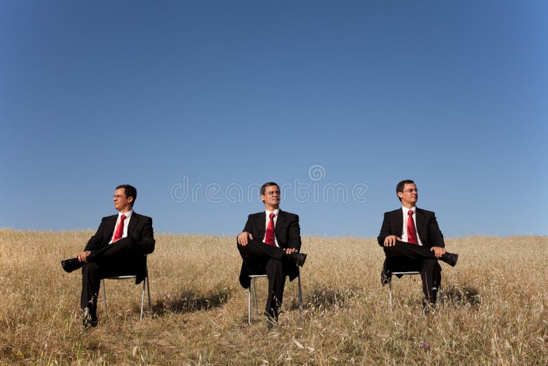 Three Businessman at the Field Stock Image - Image of landscape, global ...