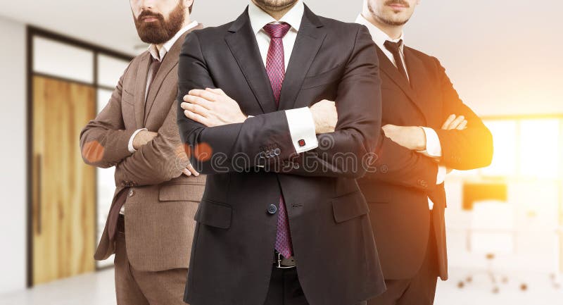 Three Businessmen in Suits in Empty Office Stock Photo - Image of ...