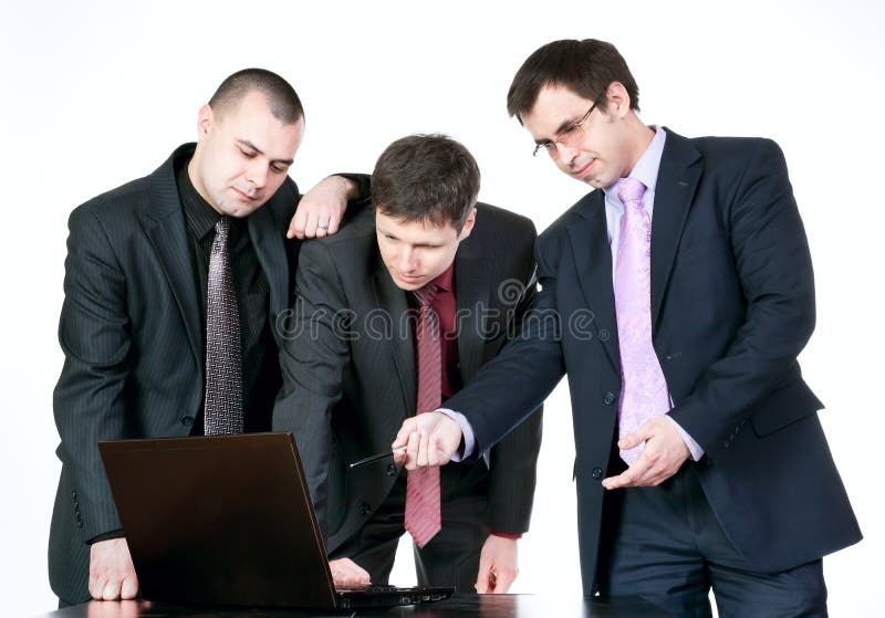Three Businessmen Talking on the Computer Stock Image - Image of ...