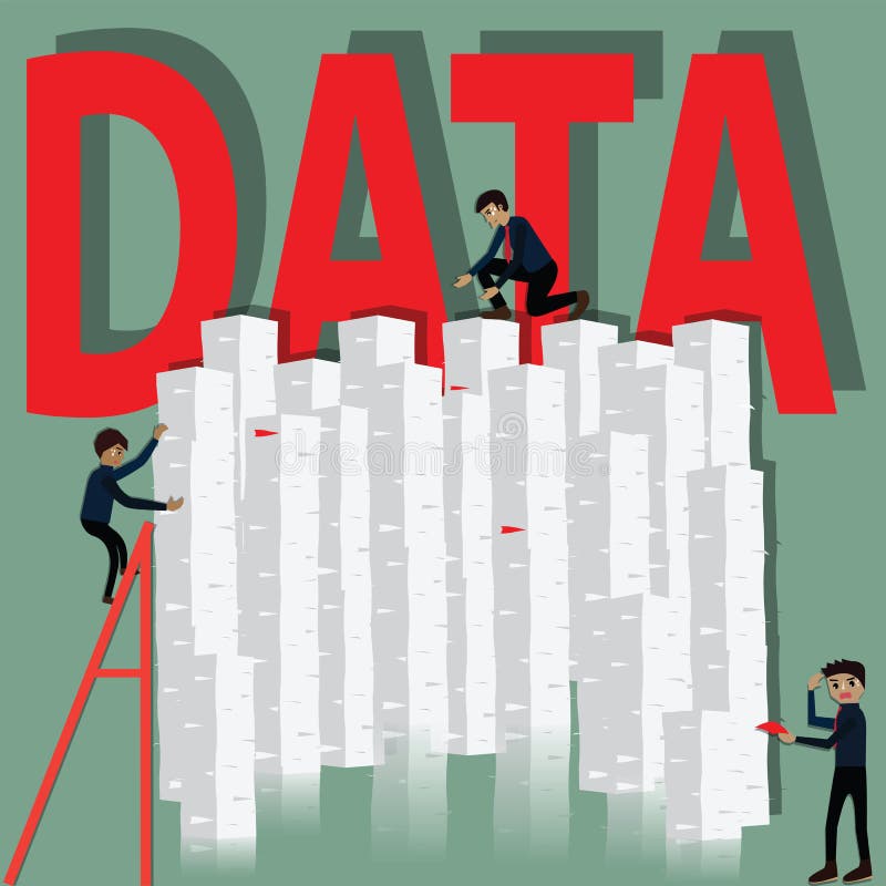 Three Businessmen Try To Fine Data they Wants from Mountain Data ...