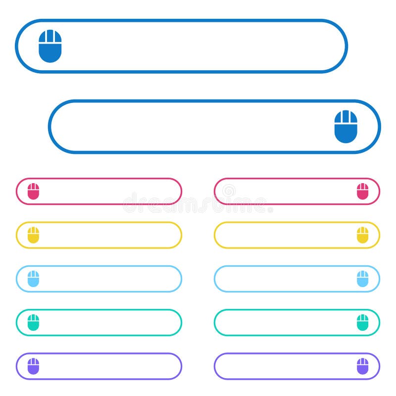 Three Buttoned Computer Mouse Icons in Rounded Color Menu Buttons Stock ...