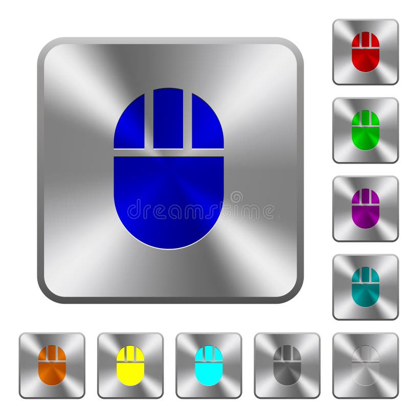 Three Buttoned Computer Mouse Rounded Square Steel Buttons Stock Vector ...