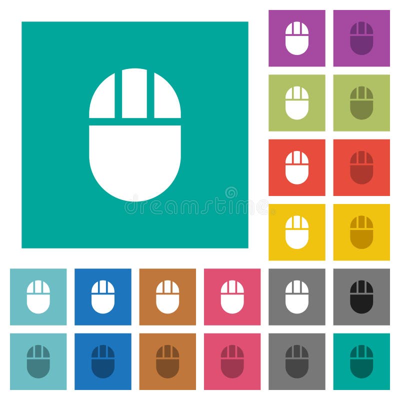 Three Buttoned Computer Mouse Square Flat Multi Colored Icons Stock ...