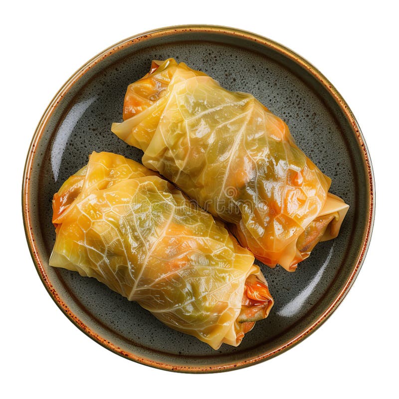 Three Cabbage Rolls Lying on a Grey Plate are Served for Dinner Stock ...