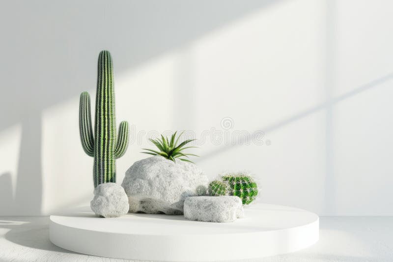 Three Cacti on White Table stock image. Image of home - 370423525
