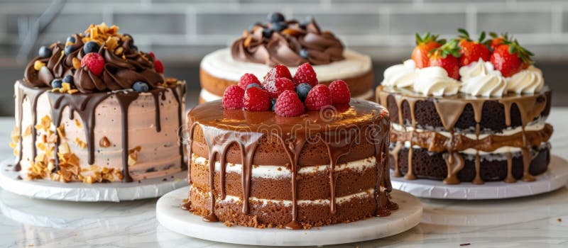Three Cakes on Counter stock image. Image of frosting - 310347027
