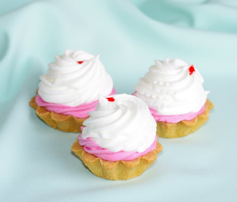 Three Cakes with Cream for Birthday Stock Image - Image of birthday ...