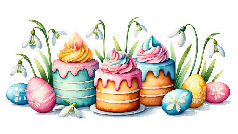 Three Cakes with Frosting and Sprinkles on Top Stock Photo - Image of ...