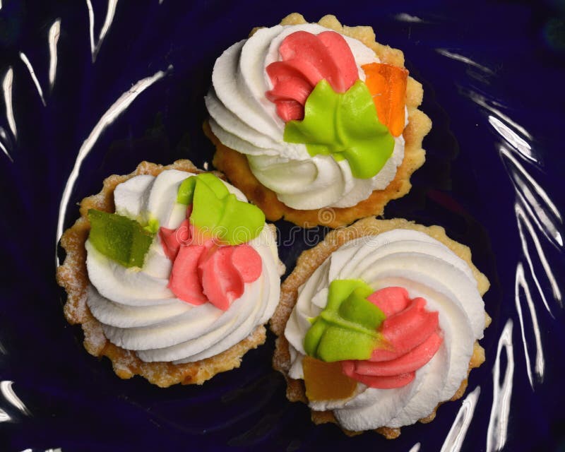 Three Cakes. the View from the Top Stock Photo - Image of dish, cream ...