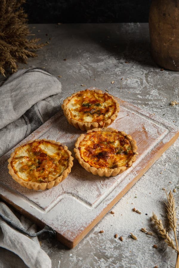Three Cakes on Wooden Board and Gray Background Stock Image - Image of ...