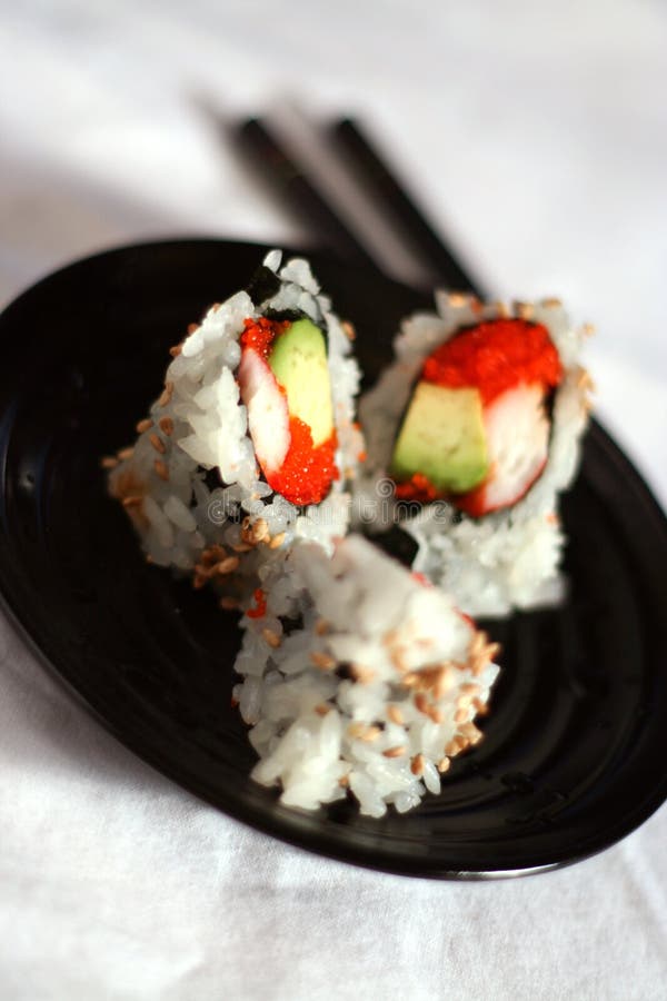 Three California Rolls stock image. Image of sushi, dish - 2440979