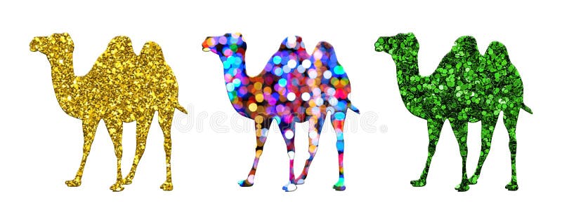 A Row of Six Toy Camels of Different Colors, Holding Each Others Tails ...