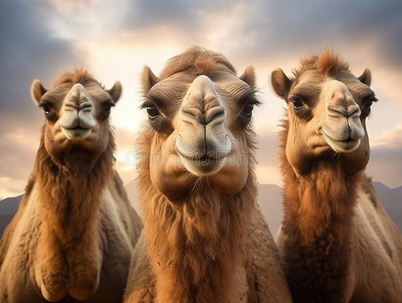 Ai Generated Illustration Wildlife Concept of Three Camels in Ethiopia ...