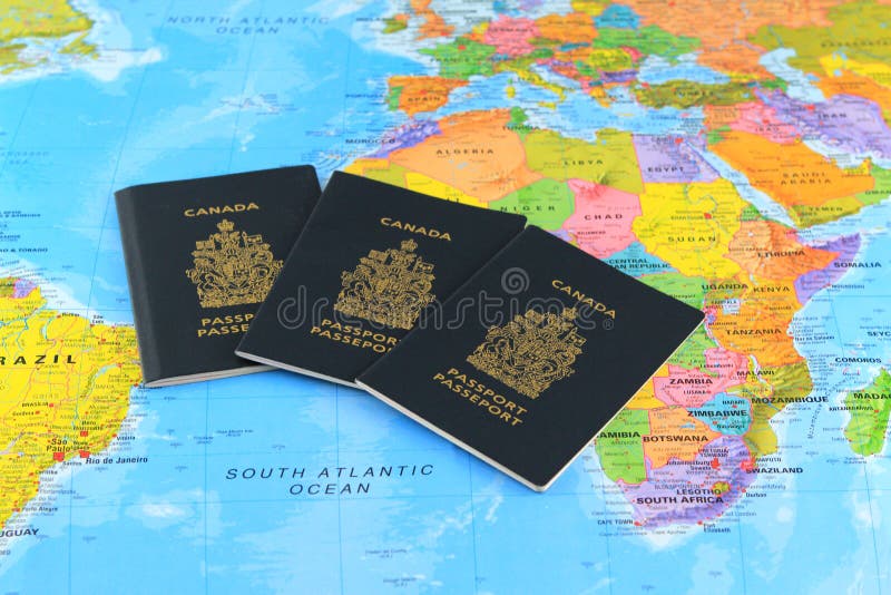 Opened Passport With Visas Stamps Seals World Map Travel Or Tourism