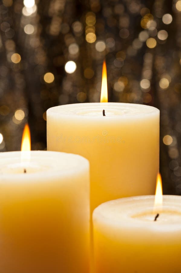 Three Candles in an Advent Flower Arrangement Stock Photo - Image of ...