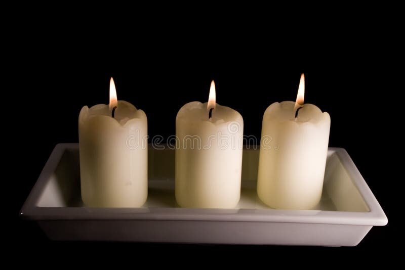 Three Candles Burning Wide Picture. Image: 574394