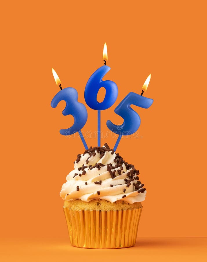 Three Candles Forming the Number 365 - Orange Background Stock ...