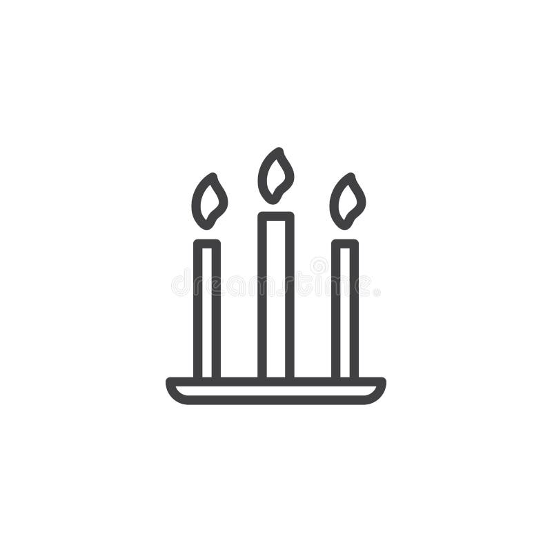 Three candles line icon stock vector. Illustration of simple - 148105704