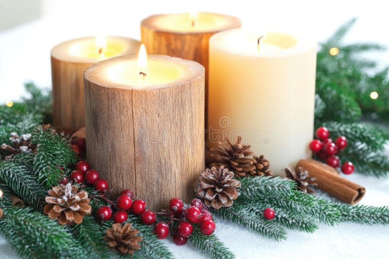 Three Candles Placed on a Table, Ideal for Interior Design or Still ...