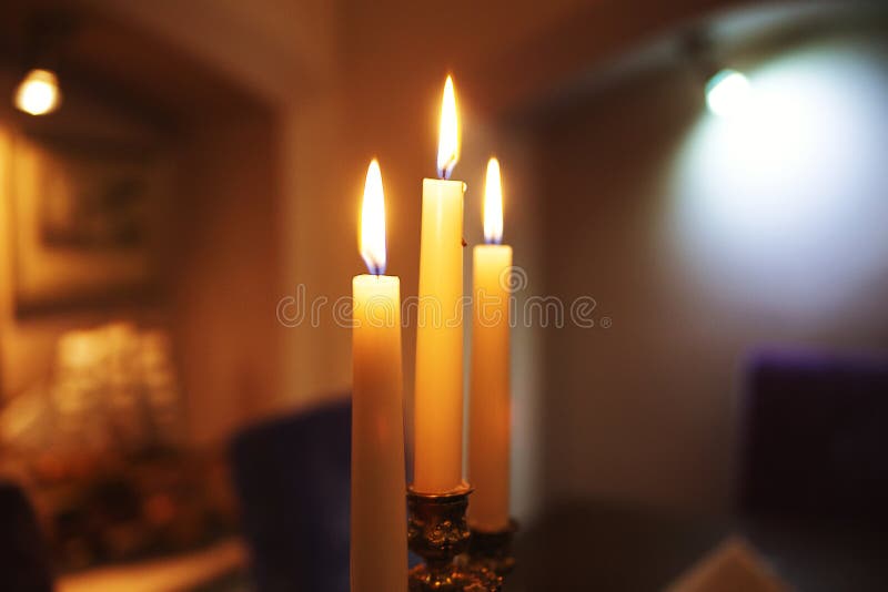 Three Candles in the Restaurant Stock Photo - Image of love, concept ...