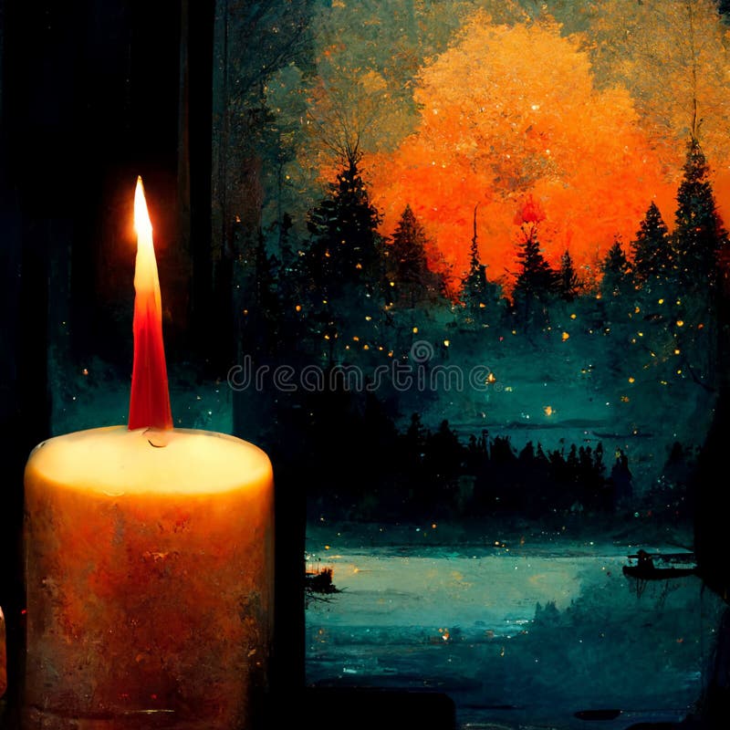 Three Candles with Warm Atmosphere. Candlelight Christmas Card Template ...
