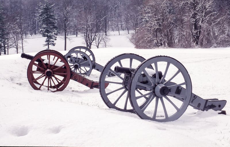 Three cannons in the snow stock photo. Image of antique - 196005530
