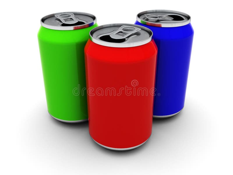 Three colorful drink cans stock illustration. Illustration of tabs ...